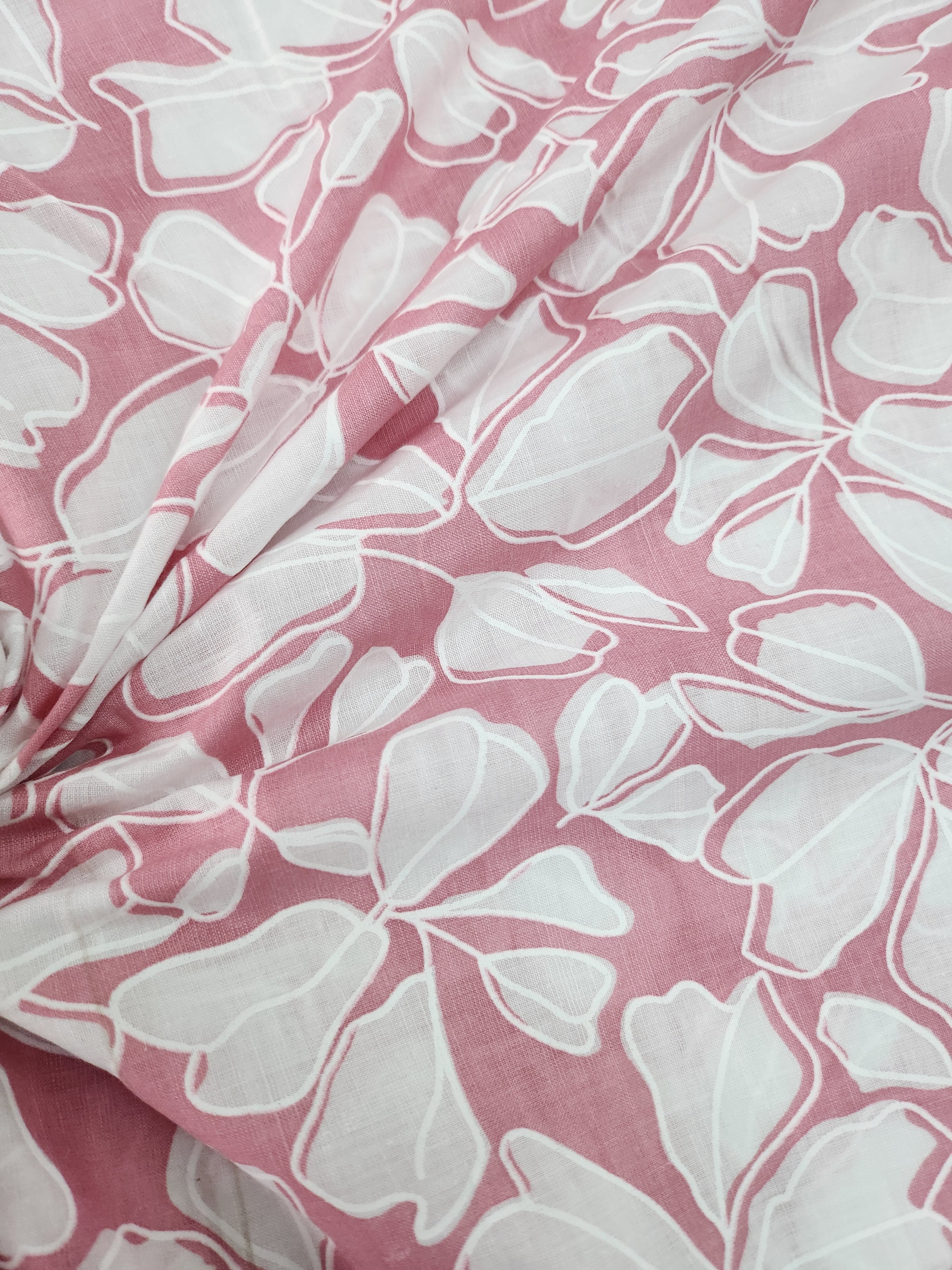 Mistyrose Color with White Floral Cotton – MrFabrics